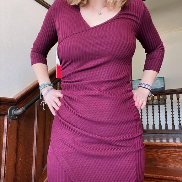 Dresses | Dark Red Wine Color Fitted Dress | Poshmark